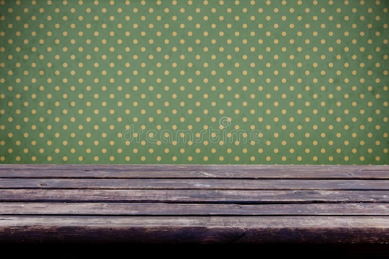 Background with Old Wooden Table and Vintage Wallpaper Stock Image ...