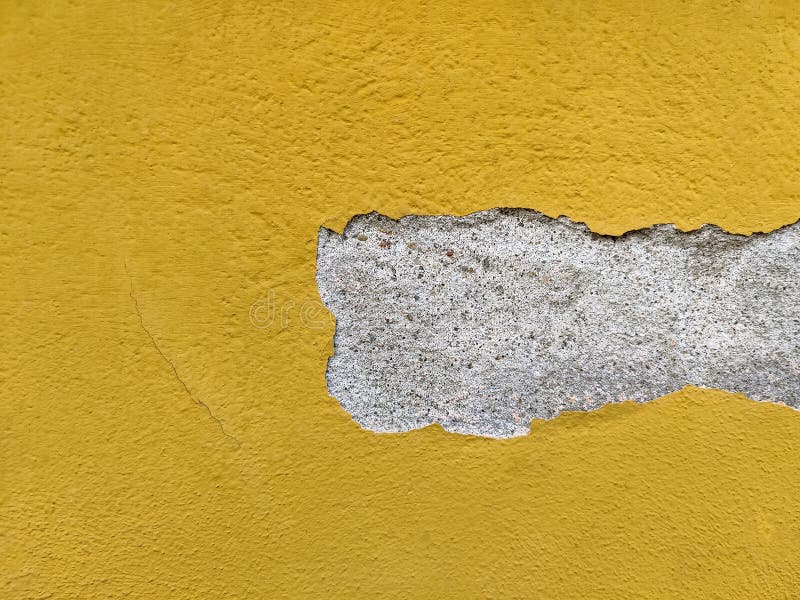 Background of Old Yellow Wall with Collapsed Plaster. Texture of Shabby ...