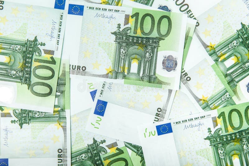 Background of One Hundred Euro Banknotes. Stock Image - Image of ...