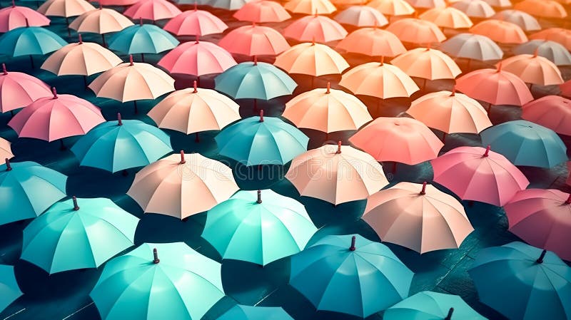 Background from Open Umbrellas of Different Colors, Generative AI ...
