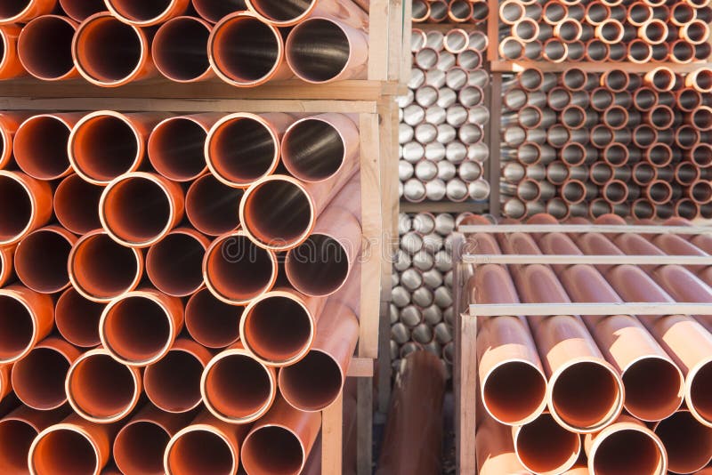 Background of Orange Plastic Sewage Pipes Used at the Building Site ...