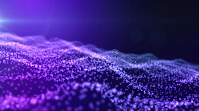 Background of Oscillating Luminous Blue and Purple Particles Form Wavy ...