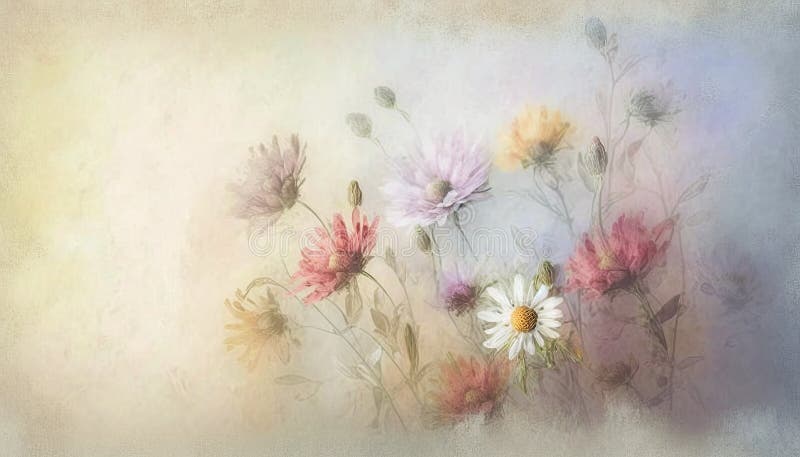 Background with Painted Flowers in Pastel Light Colors Stock ...