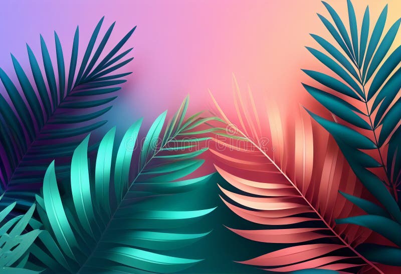 Background Palm Leaves Branches of Gradient Color Illustration. AI Generative Stock Illustration ...