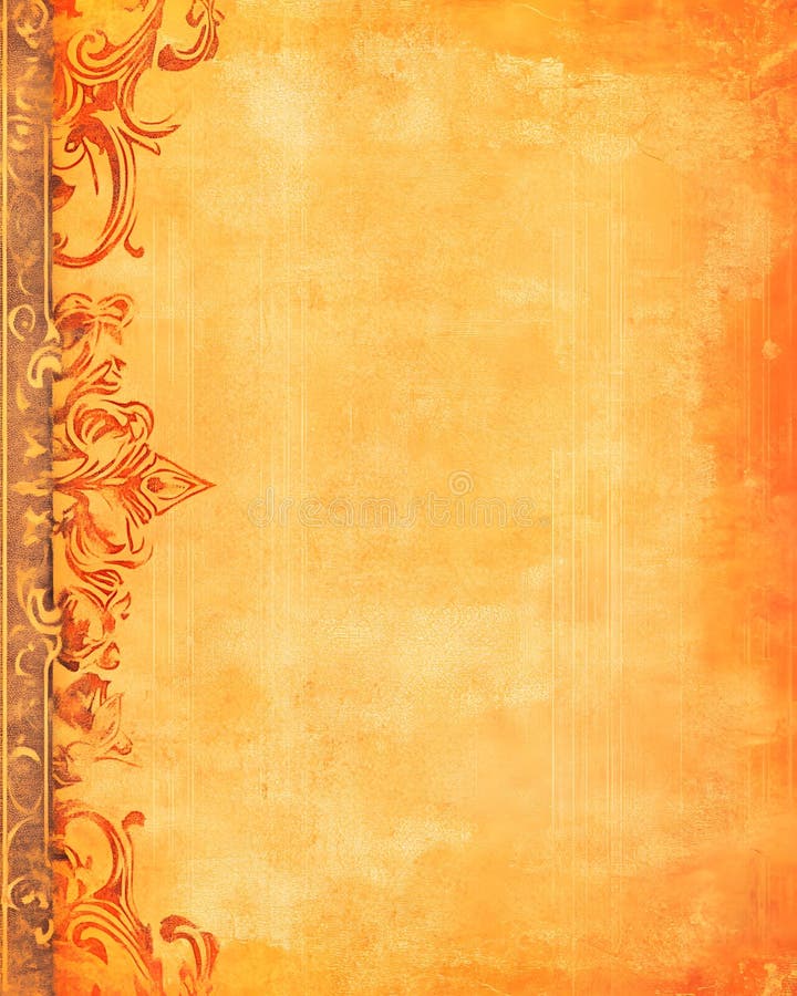 Vintage Orange Damask Paper Background Stock Illustration ...