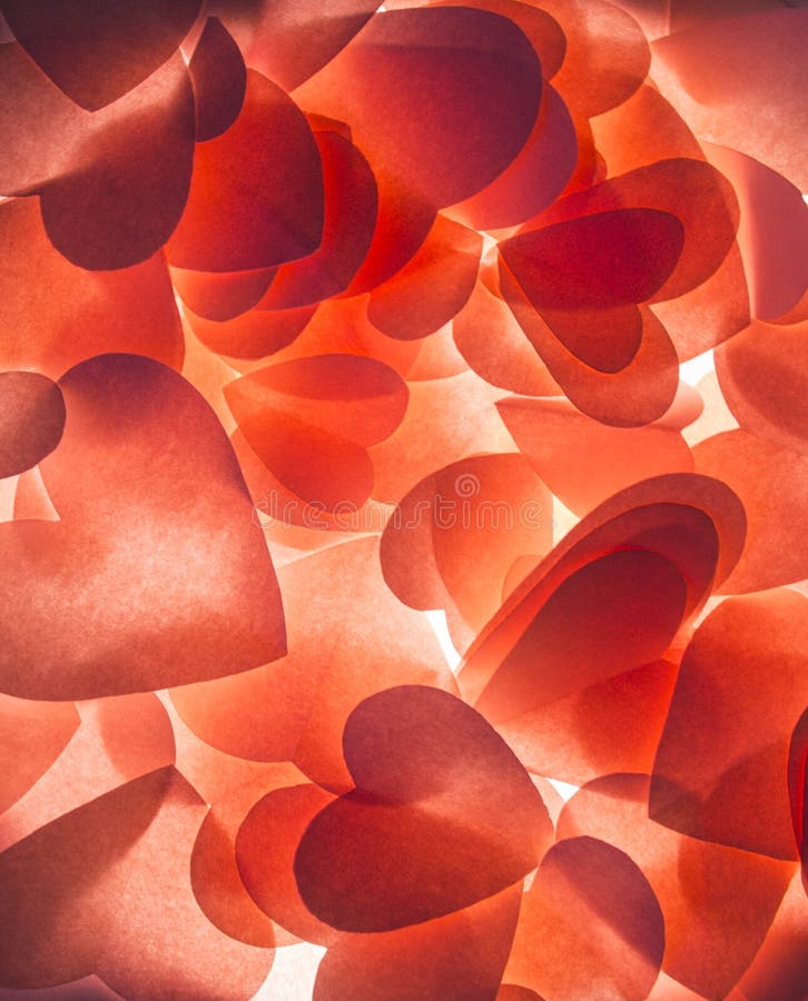 Background from Paper Hearts, Light from Behind Stock Photo - Image of ...