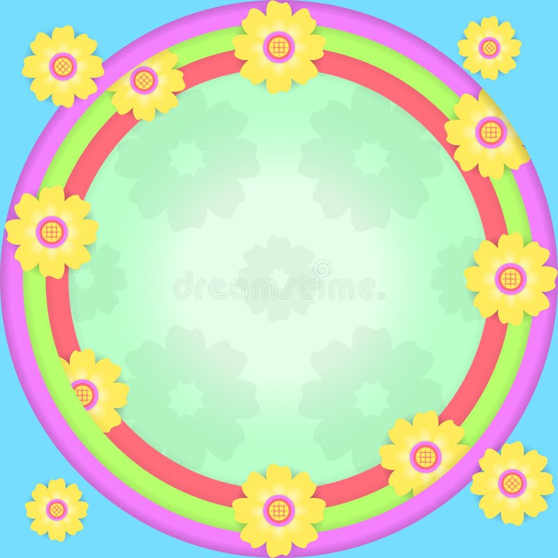 Circle Frame with Flower Petals. Pastel, Colorful, Paper Cut and ...