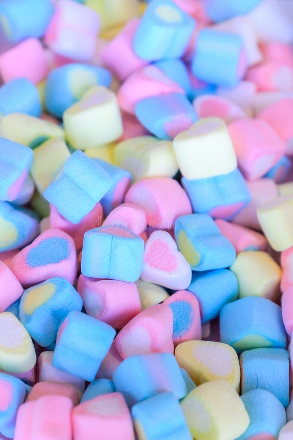Background of Pastel Heart Shaped Marshmallows Stock Photo - Image of ...