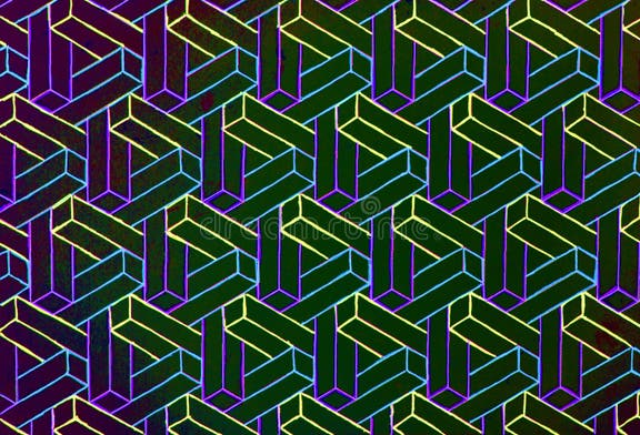 A Repeat Hand Coloured Pattern of Brick Shapes. Stock Illustration ...