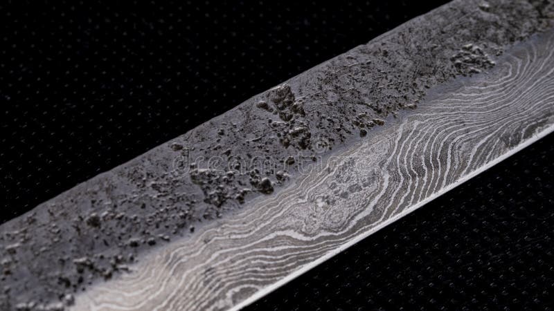 Background with a Pattern of Damascus Steel. Macro Shot of Damascus Knife Texture. Damascus ...