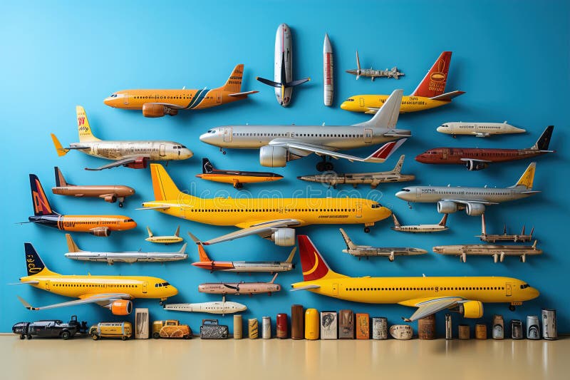 Background Pattern, Model of a Plane Surrounded by Assorted Tools Stock ...