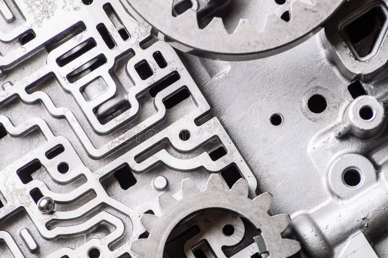 Background and Pattern of Old Metal Parts of the Gearshift Box. Hydro ...