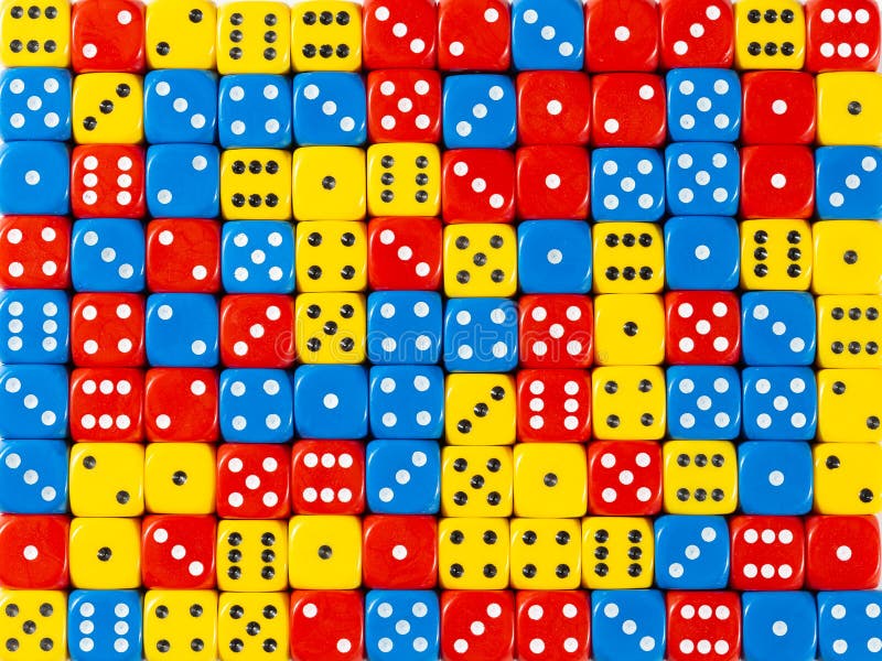 Background Pattern of Random Ordered Red, Blue and Yellow Dices Stock ...