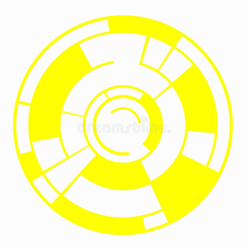 Yellow Circular Geometric Art Composition Over White Stock Illustration ...