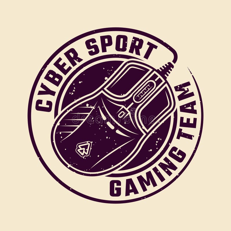 PC Gaming Round Vector Emblem with Computer Mouse Stock Vector ...