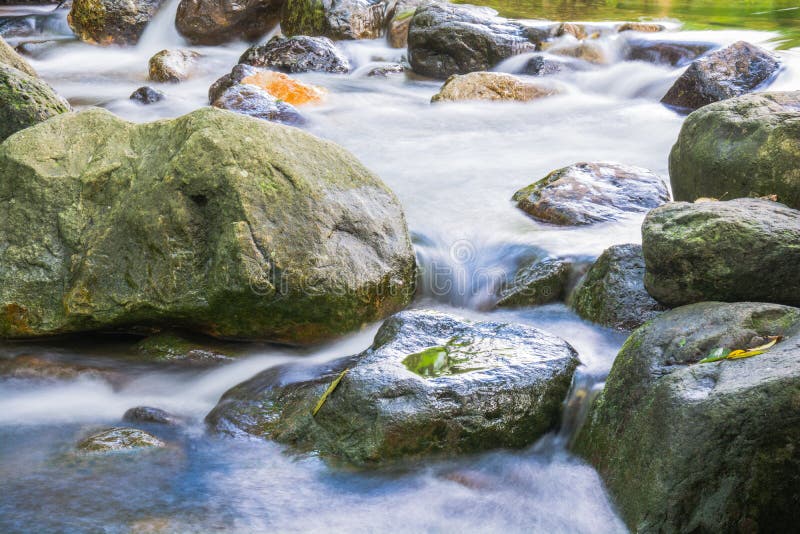 Background Picture of Water Flows through Rocky Path of a Stream Stock ...