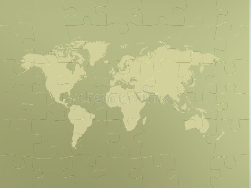 Soft and Classic Map of the World in Puzzle Concept Stock Illustration ...