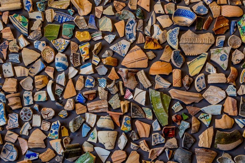Background from Pieces of Clay Colored Broken Pottery Decoration ...