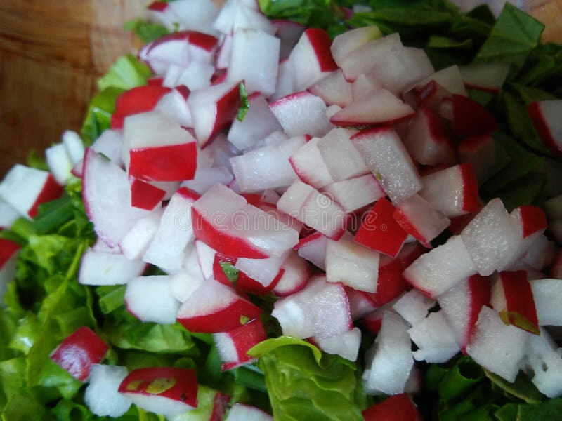 Background with Pieces of Cutted Vegetables Stock Image - Image of ...