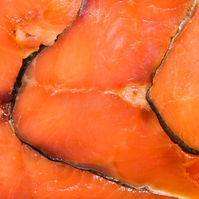 Background of Pieces of Red Fish.Red Fish Cut into Pieces.Red Smoked ...