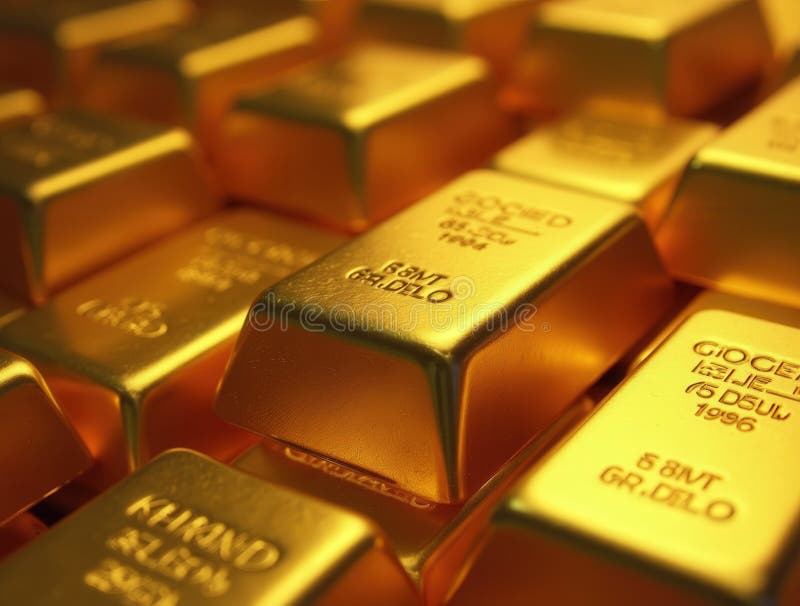 Background with Piles of Gold Ingots Stock Illustration - Illustration ...