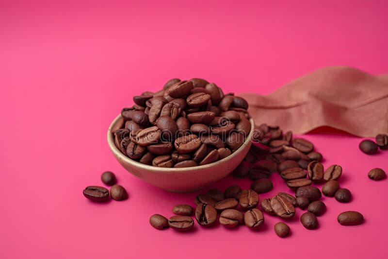 Background Pink Beans Coffee Arabian Stock Illustration - Illustration ...