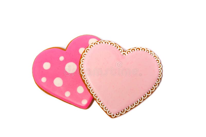 Background from Pink Cookies Heart Shaped with Different Patterns ...