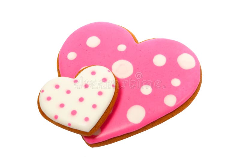 Background from Pink Cookies Heart Shaped with Different Patterns ...