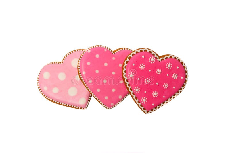 Background from Pink Cookies Heart Shaped with Different Patterns ...