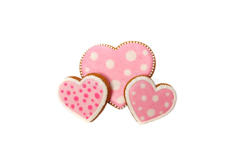 Background from Pink Cookies Heart Shaped with Different Patterns ...