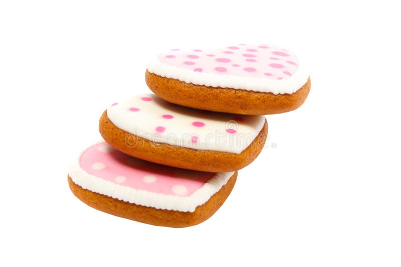 Background from Pink Cookies Heart Shaped with Different Patterns ...