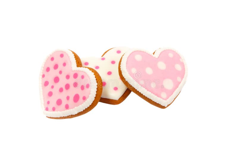 Background from Pink Cookies Heart Shaped with Different Patterns ...