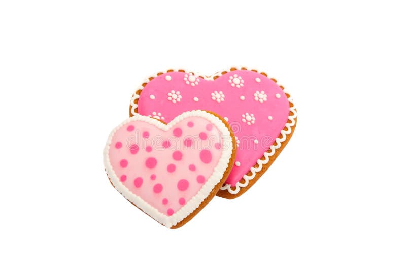 Background from Pink Cookies Heart Shaped with Different Patterns ...