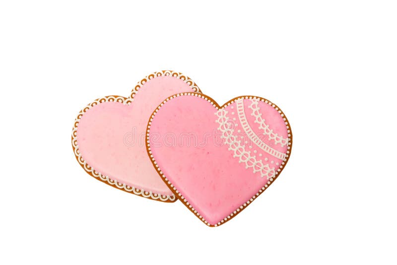Background from Pink Cookies Heart Shaped with Different Patterns ...