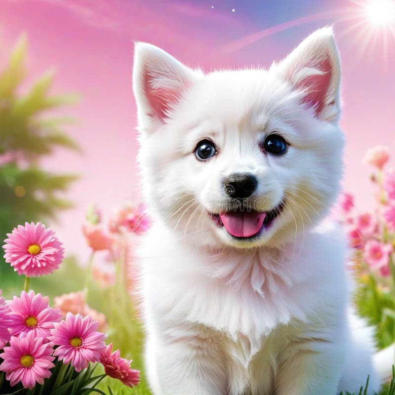 Background Pink with Dog and Cat Looking Stock Illustration ...