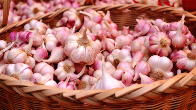 Background of Pink Garlic Bulbs. Generative AI Stock Illustration ...