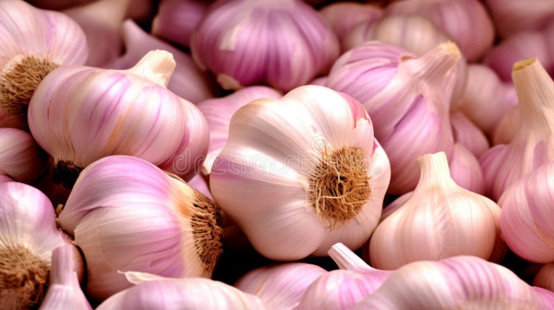 Background of Pink Garlic Bulbs. Generative AI Stock Illustration ...