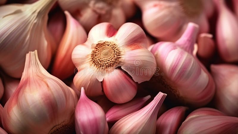 Background of Pink Garlic Bulbs. Generative AI Stock Illustration ...
