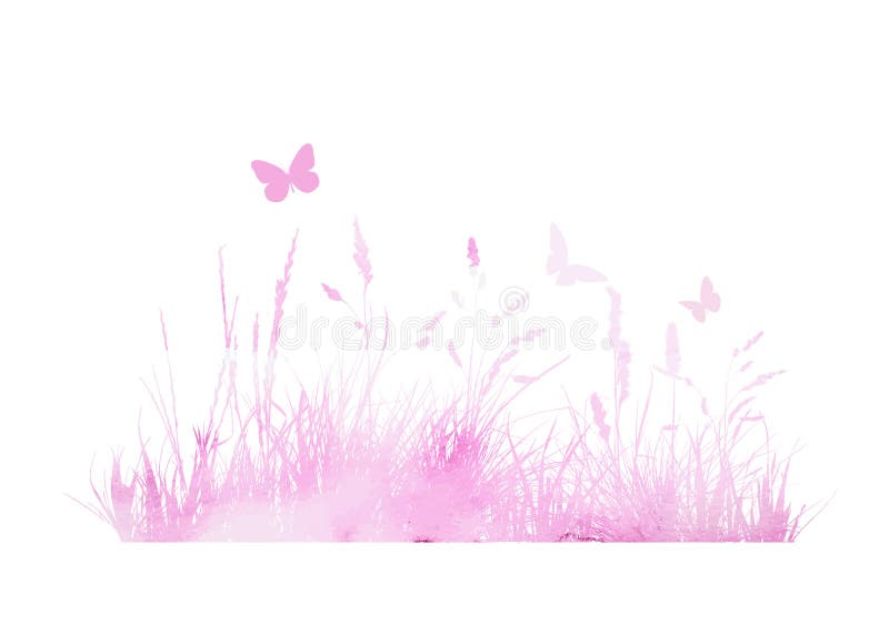 Background Pink Grass Natural Silhouette. Vector Stock Vector ...