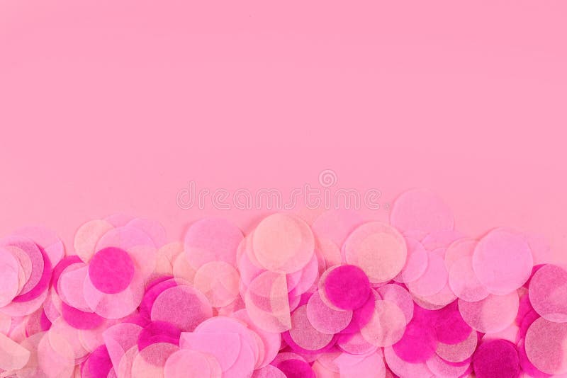 Background with Pink Paper Confetti at Bottom Border and Copy Space ...