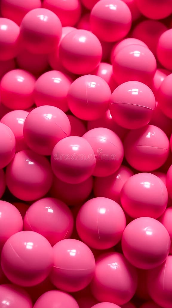 Background of Pink Plastic Balls, Generative AI. Stock Illustration ...