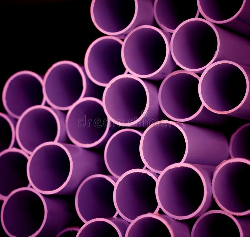 Background of the Pink Plastic Pipes in Stacked Stock Image - Image of ...