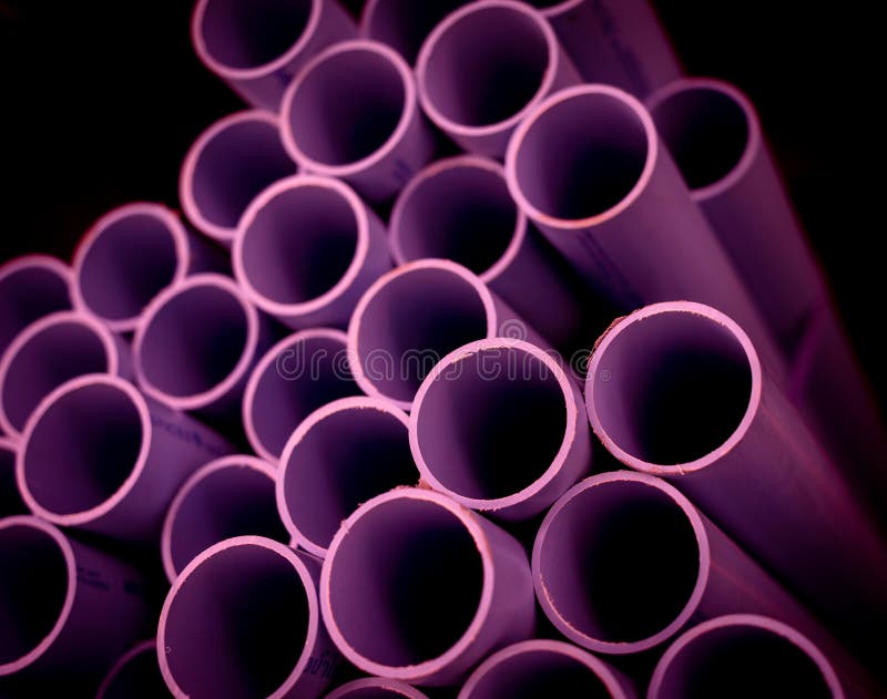 Background of the Pink Plastic Pipes in Stacked Stock Photo - Image of ...