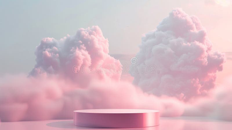 Background with Pink Podium. the Sky Platform with Pastel Clouds Stock ...