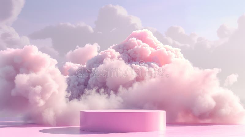 Background with Pink Podium. the Sky Platform with Pastel Clouds Stock ...