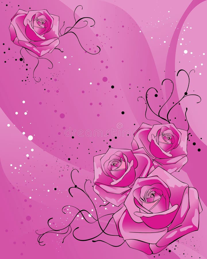 Background with pink roses stock vector. Illustration of curled - 26845216