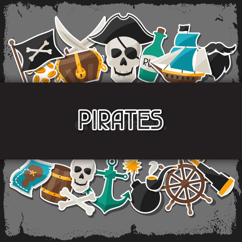 Background on Pirate Theme with Stickers and Stock Vector ...