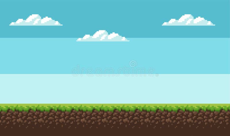 Background Pixel Art. Game Interface Design in 2D Design, Blue Sky ...