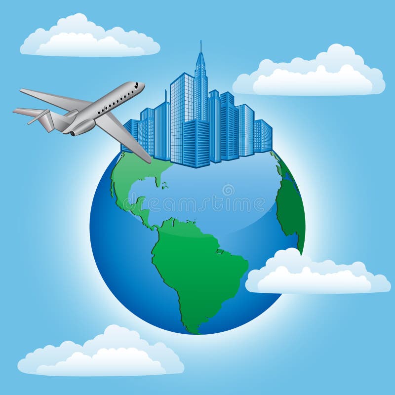 Background with Plane and Earth Stock Vector - Illustration of concept ...