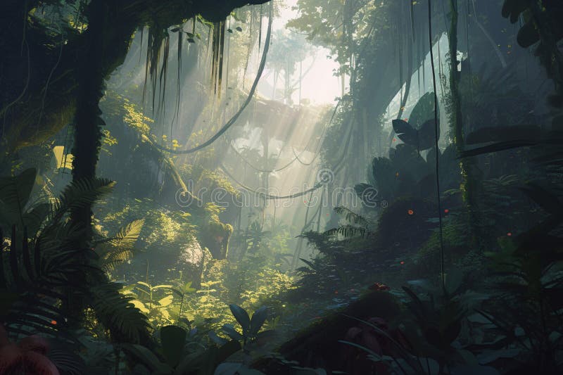 Background with Plants and Leaves Mountain Landscape Open Forest ...